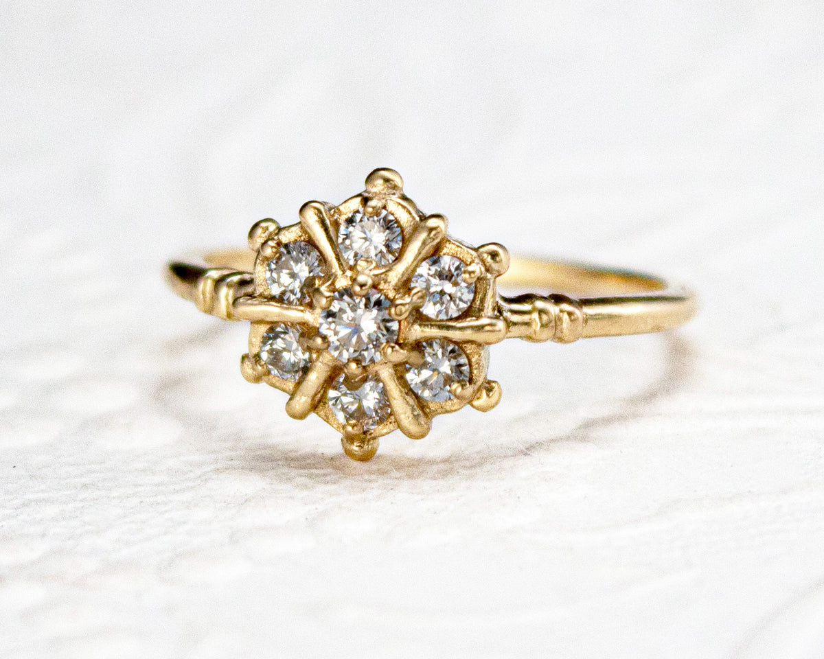 First Frost Ring: Snowflake-Inspired, Diamond Cluster Ring