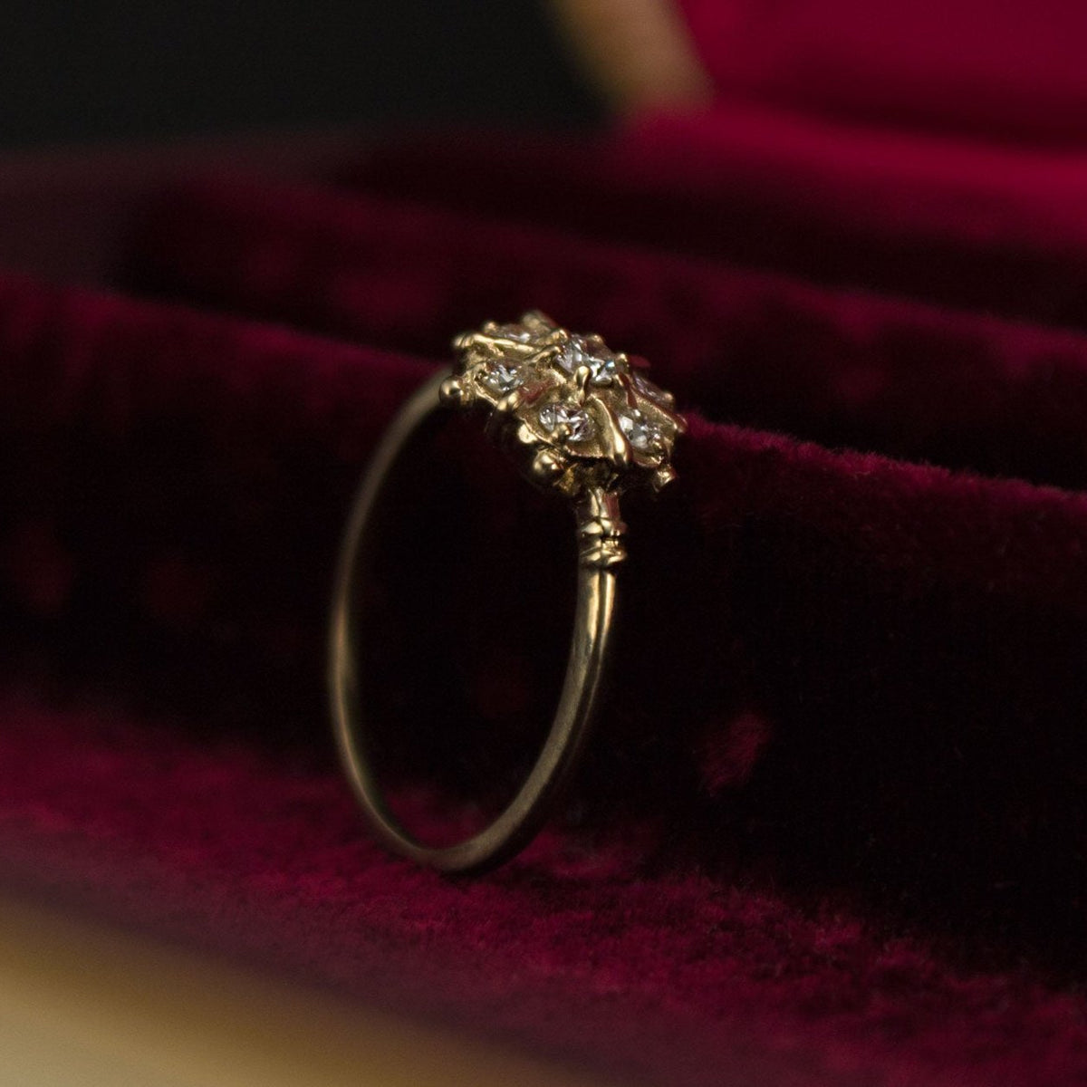 First Frost Ring: Snowflake-Inspired, Diamond Cluster Ring