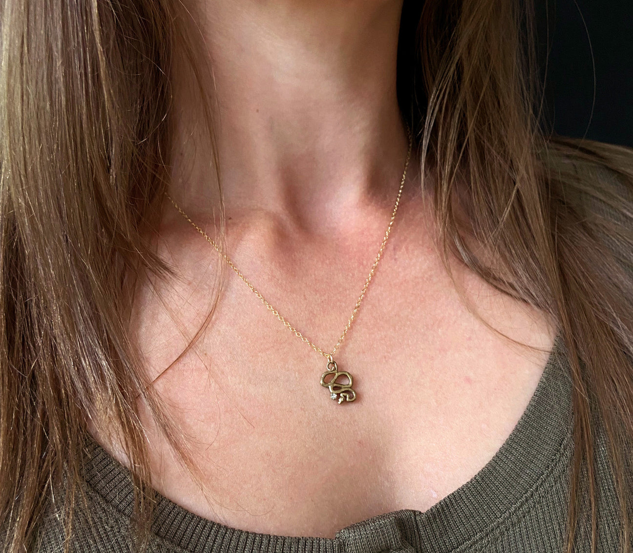 Snake's Whisper: Handmade, 14k Gold Snake Necklace