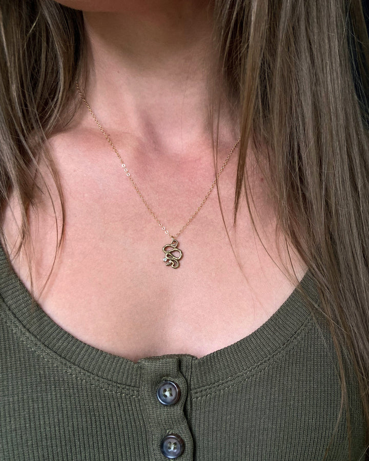 Snake's Whisper: Handmade, 14k Gold Snake Necklace