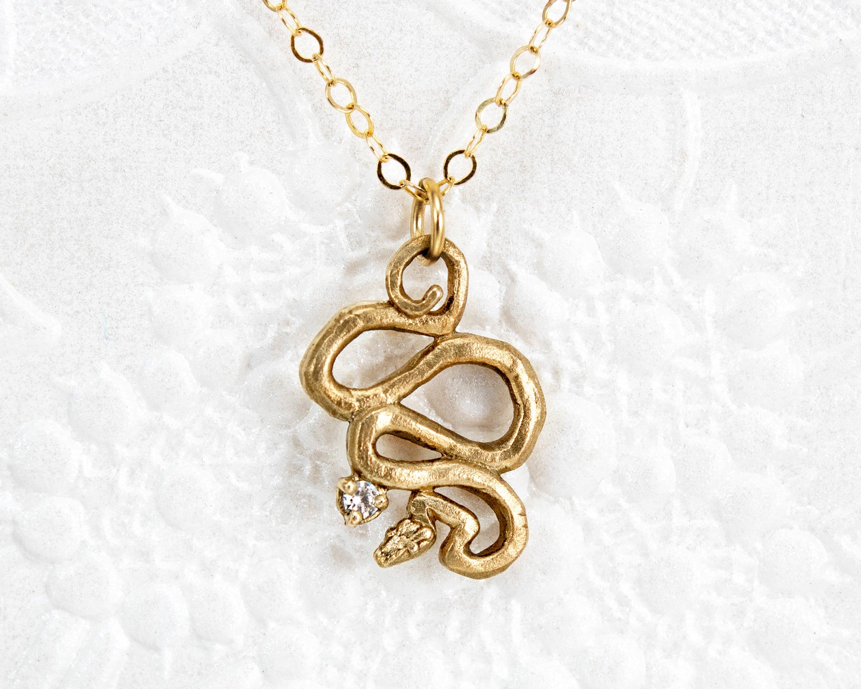 Snake's Whisper: Handmade, 14k Gold Snake Necklace