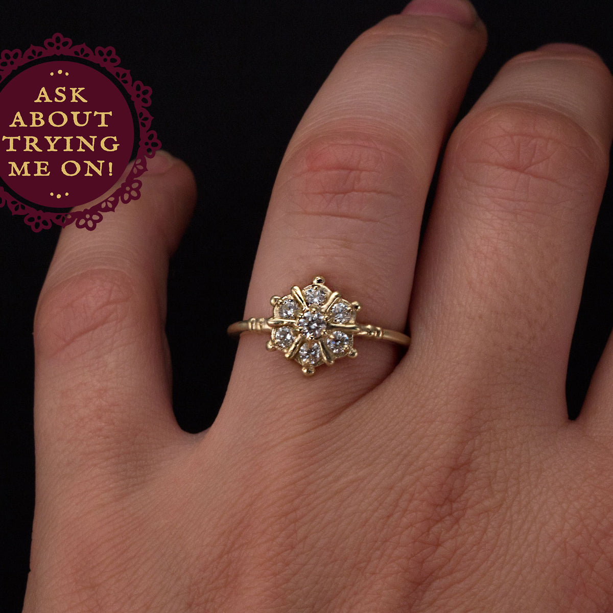 First Frost Ring: Snowflake-Inspired, Diamond Cluster Ring