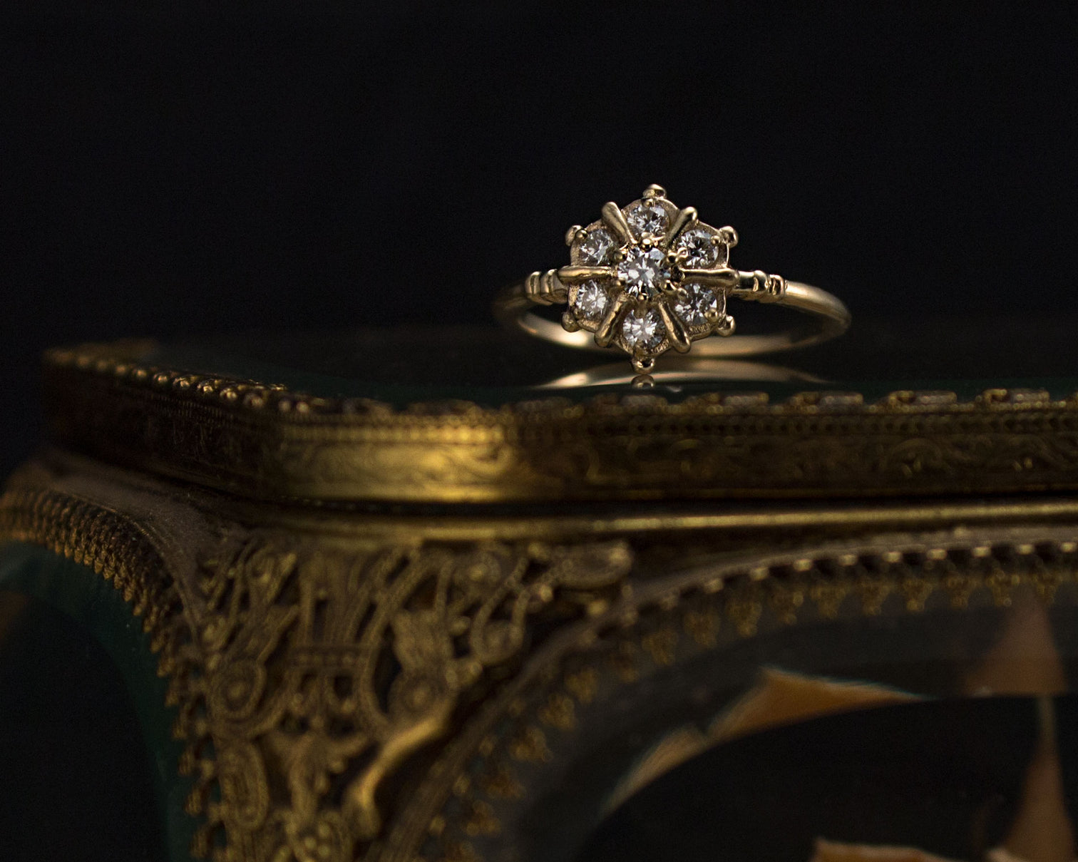 First Frost Ring: Snowflake-Inspired, Diamond Cluster Ring