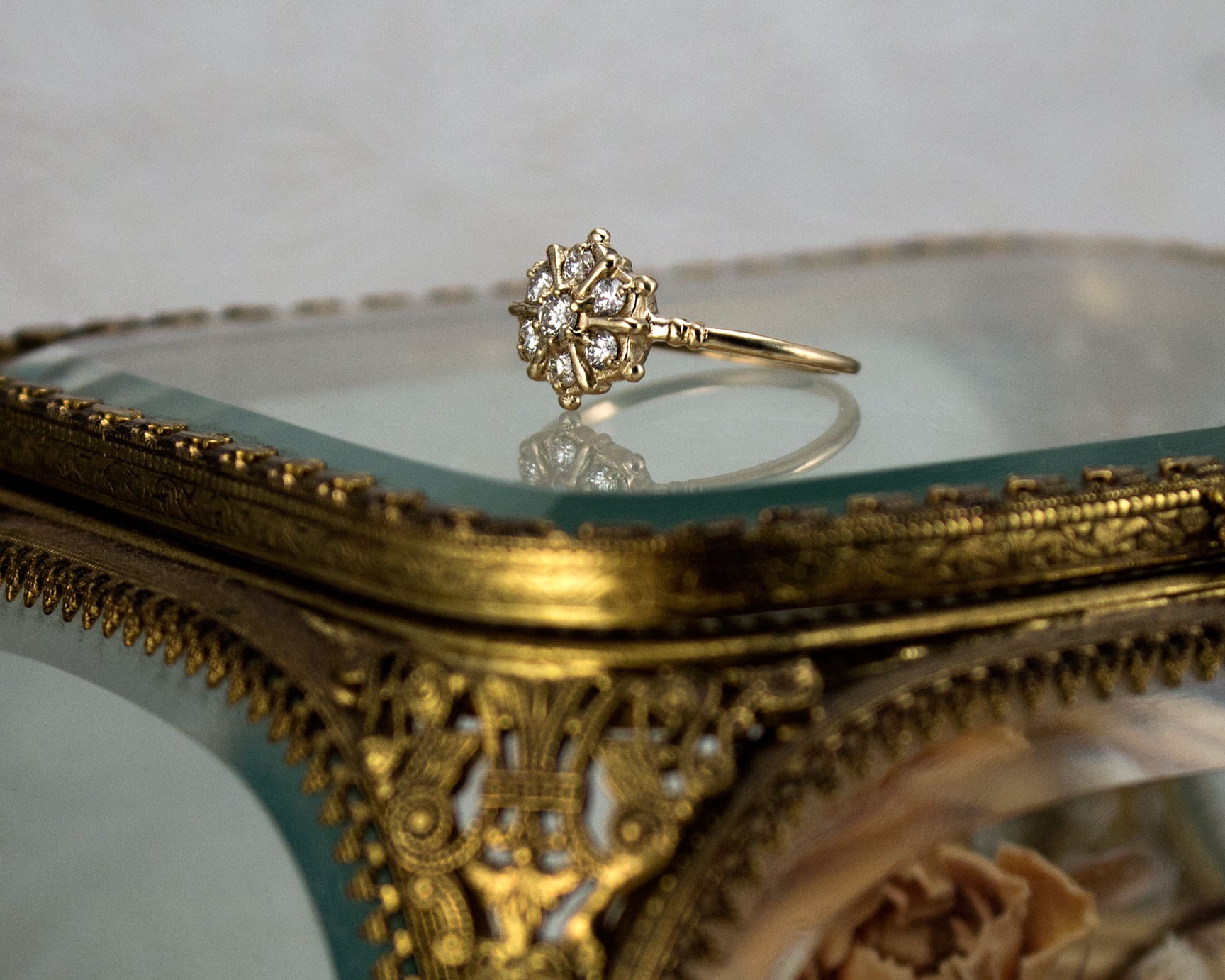 First Frost Ring: Snowflake-Inspired, Diamond Cluster Ring