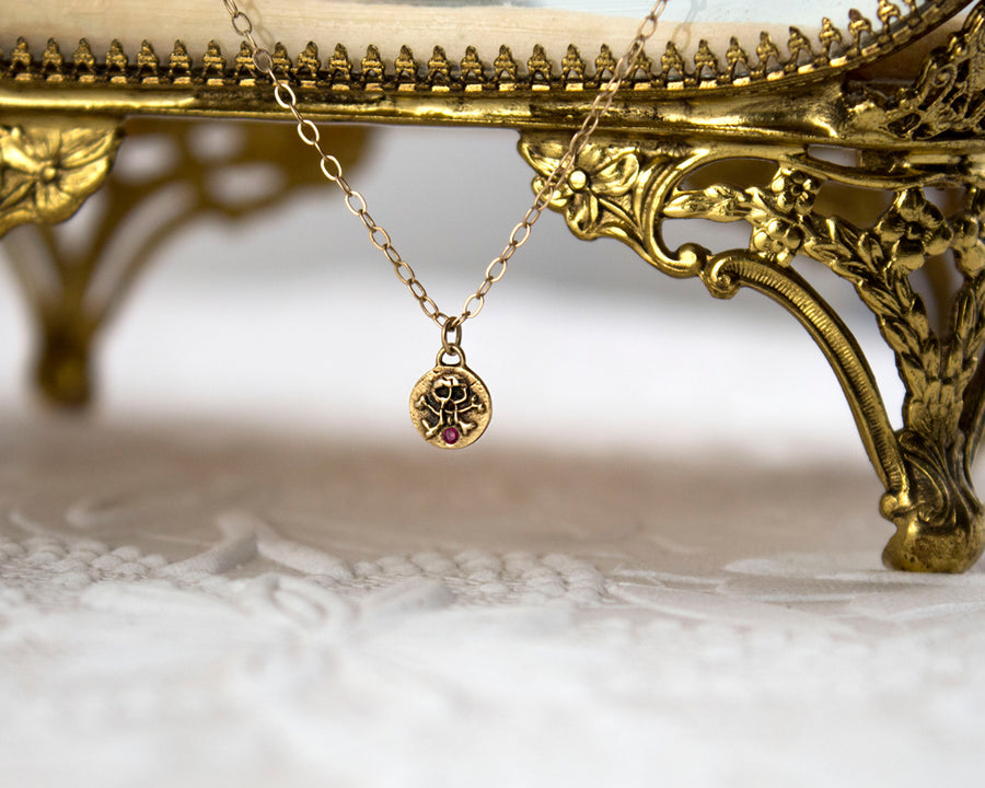 Bones Necklace - Small Gold Skull and Crossbones Necklace